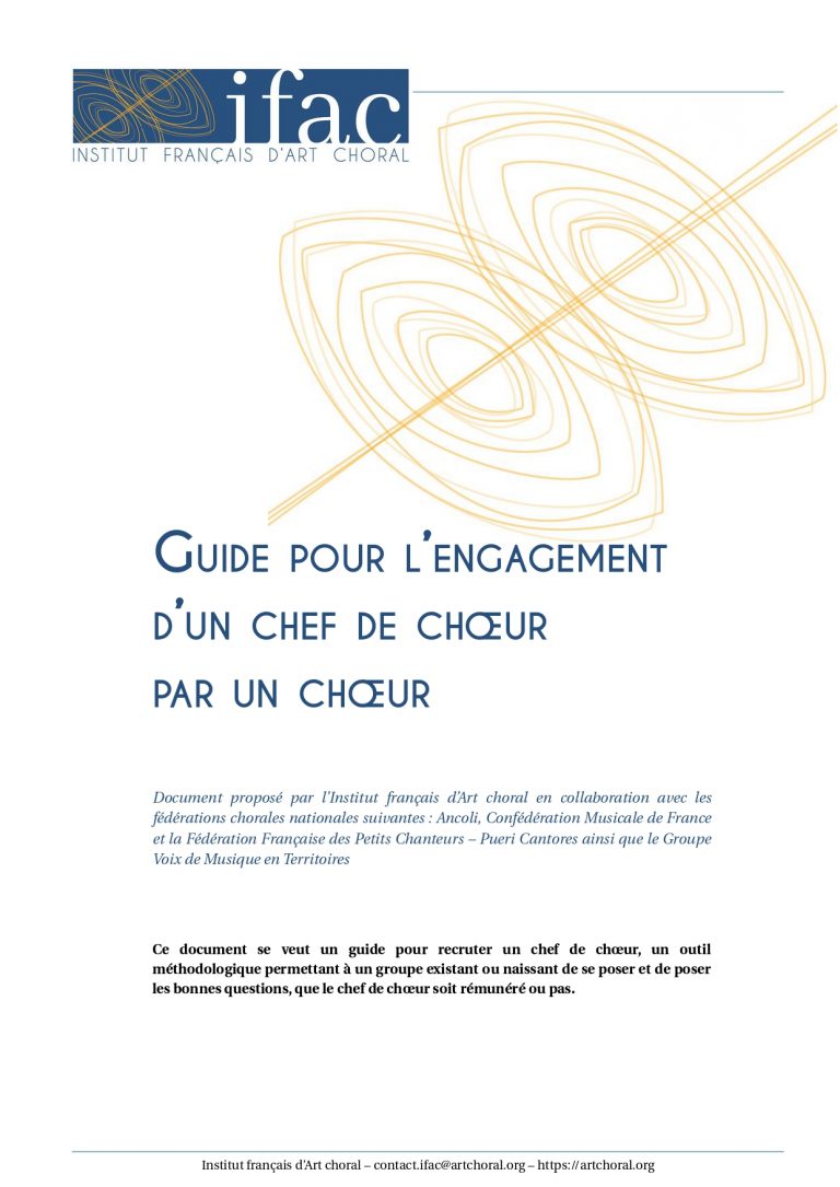 Guide engagement chef de chœur par un chœur – IFAC